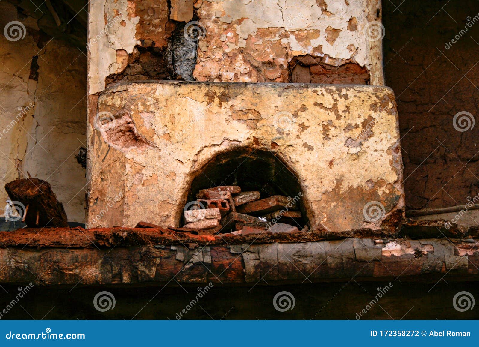 Cracked and Broken Chimney Inside a Collapsed House Stock Photo - Image ...