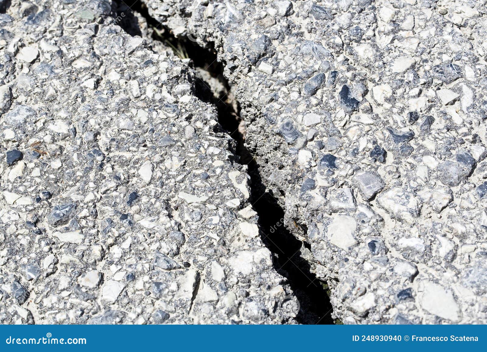 Cracked, Broken and Damaged Asphalt Road Detail Stock Photo - Image of ...