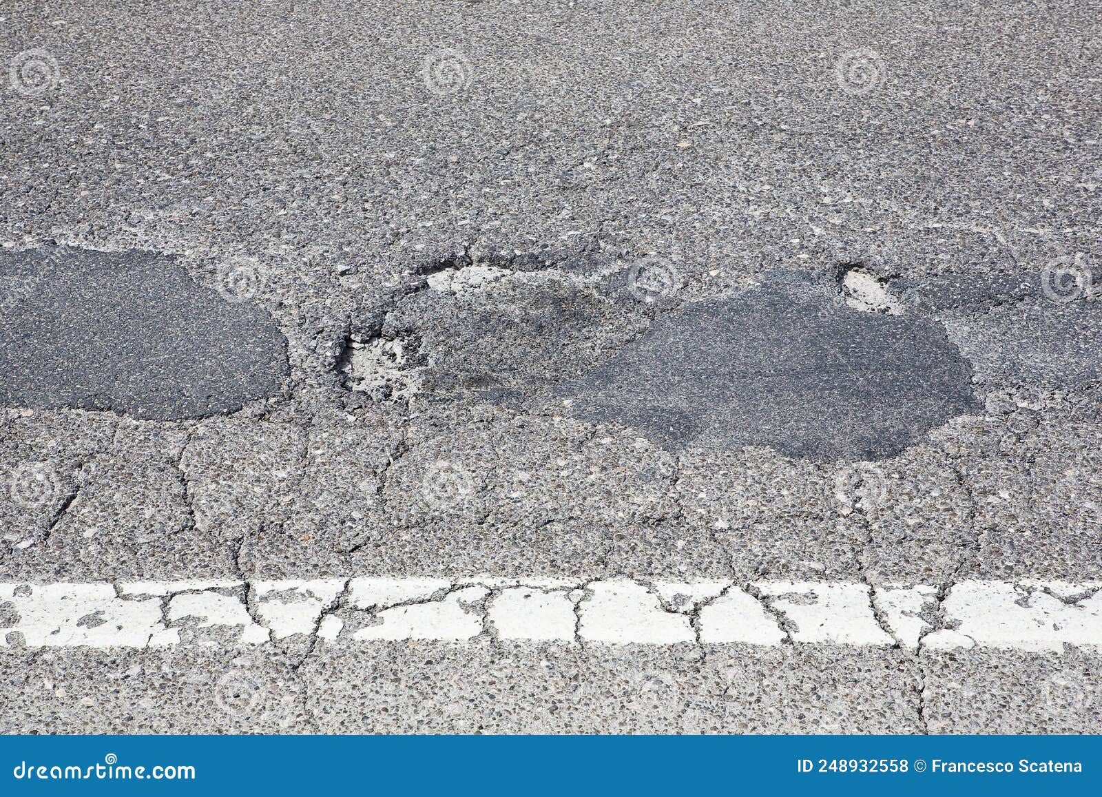 Cracked, Broken and Damaged Asphalt Road Detail Stock Photo - Image of ...