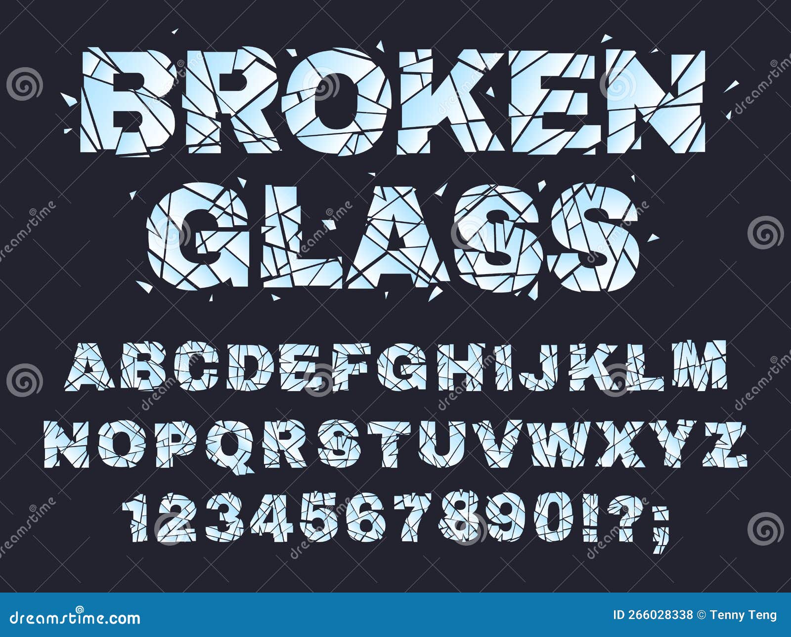 Cracked Broken Font Smashed Letters And Numbers Glitch Broken Alphabet Crushed Glass Letters