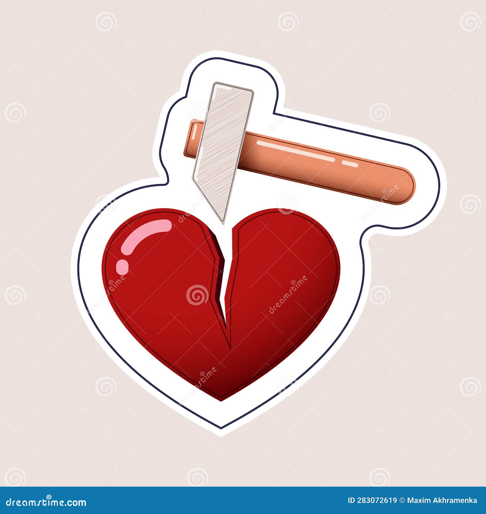 Cracked Broken Heart with Hammer. Vector. Stock Illustration ...