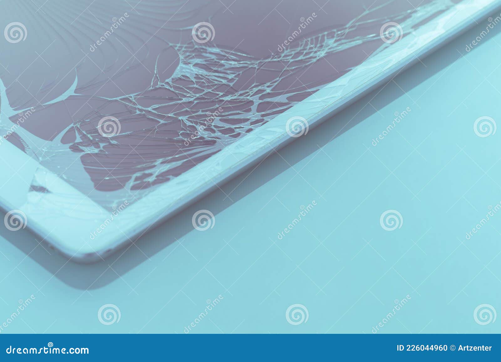 Cracked or Broken Screen of Smartphone or Tablet on Plain Background ...