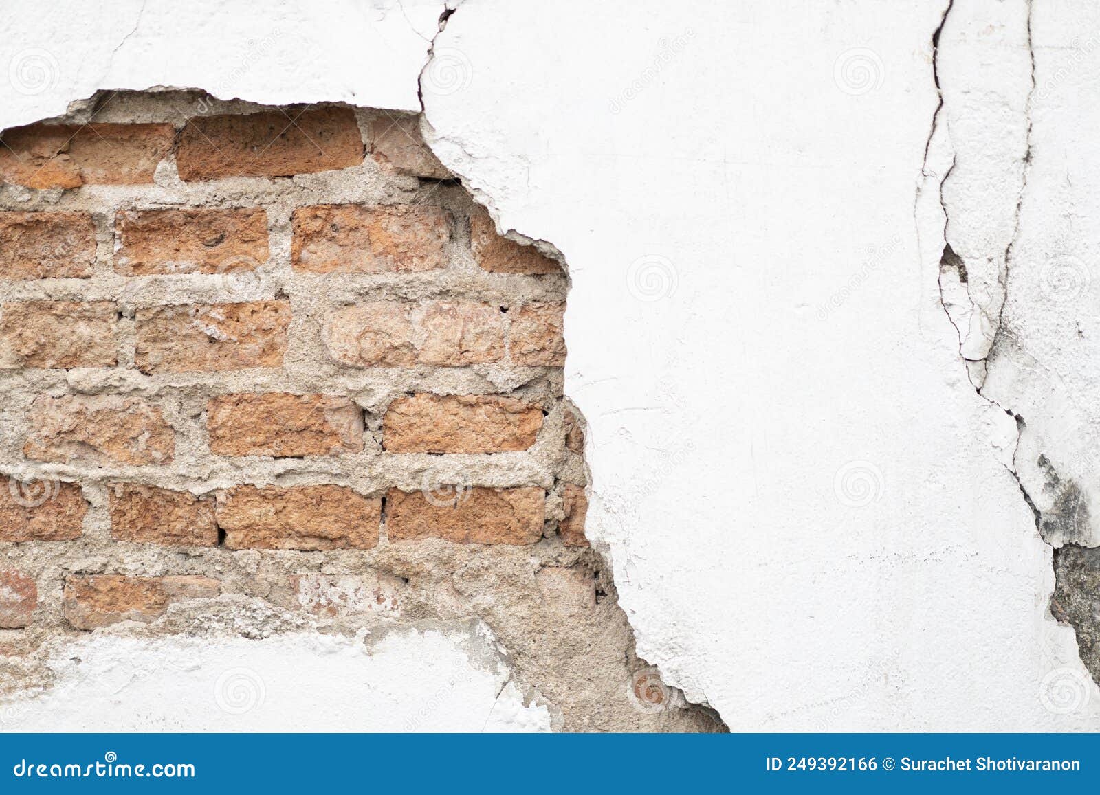 Cracked and Broken White Cement Surface Wall Outside that Shows the ...