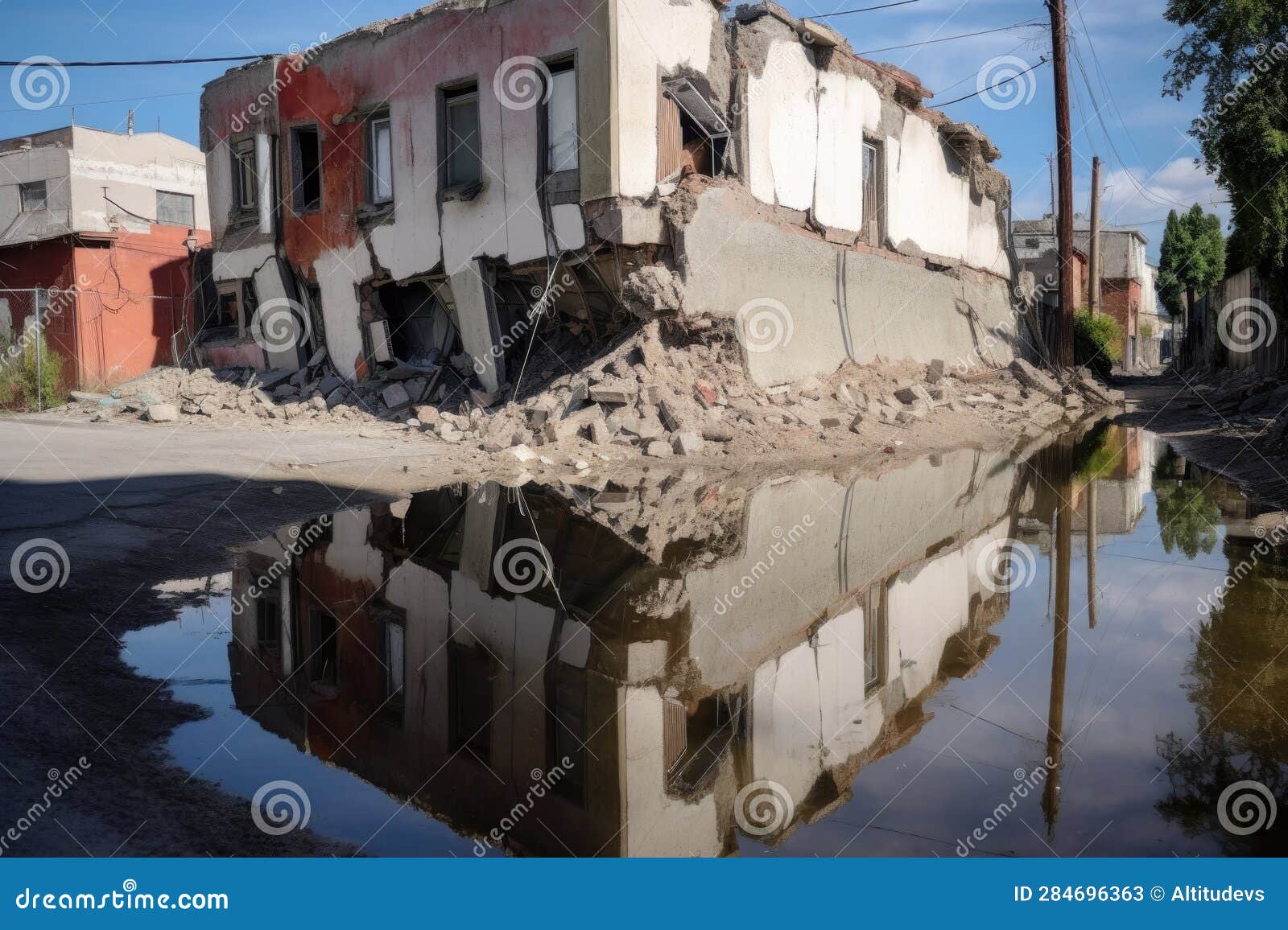 Cracked Building Foundation after Collapse Stock Image - Image of ...