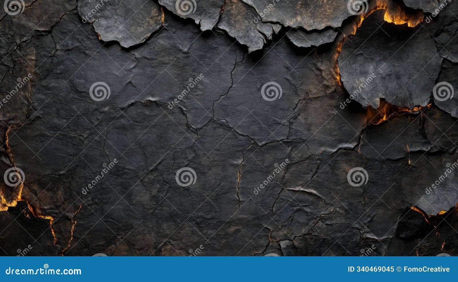 Cracked and Burned Black Surface with Glowing Edges Stock Illustration ...