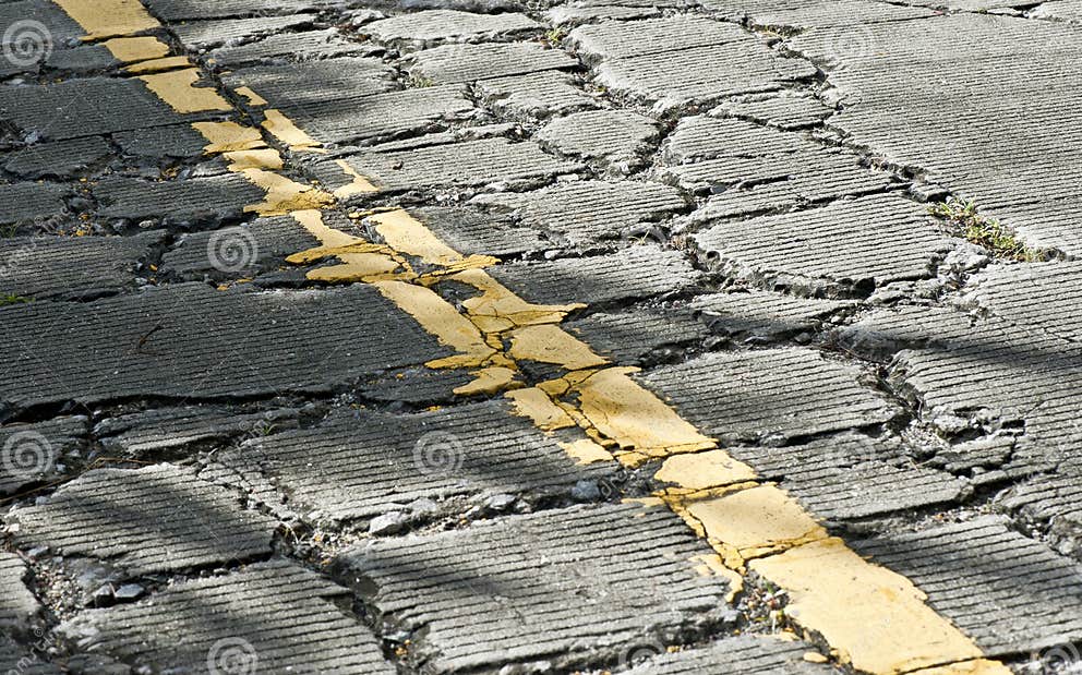 Cracked cement road stock image. Image of path, hollow - 25657393