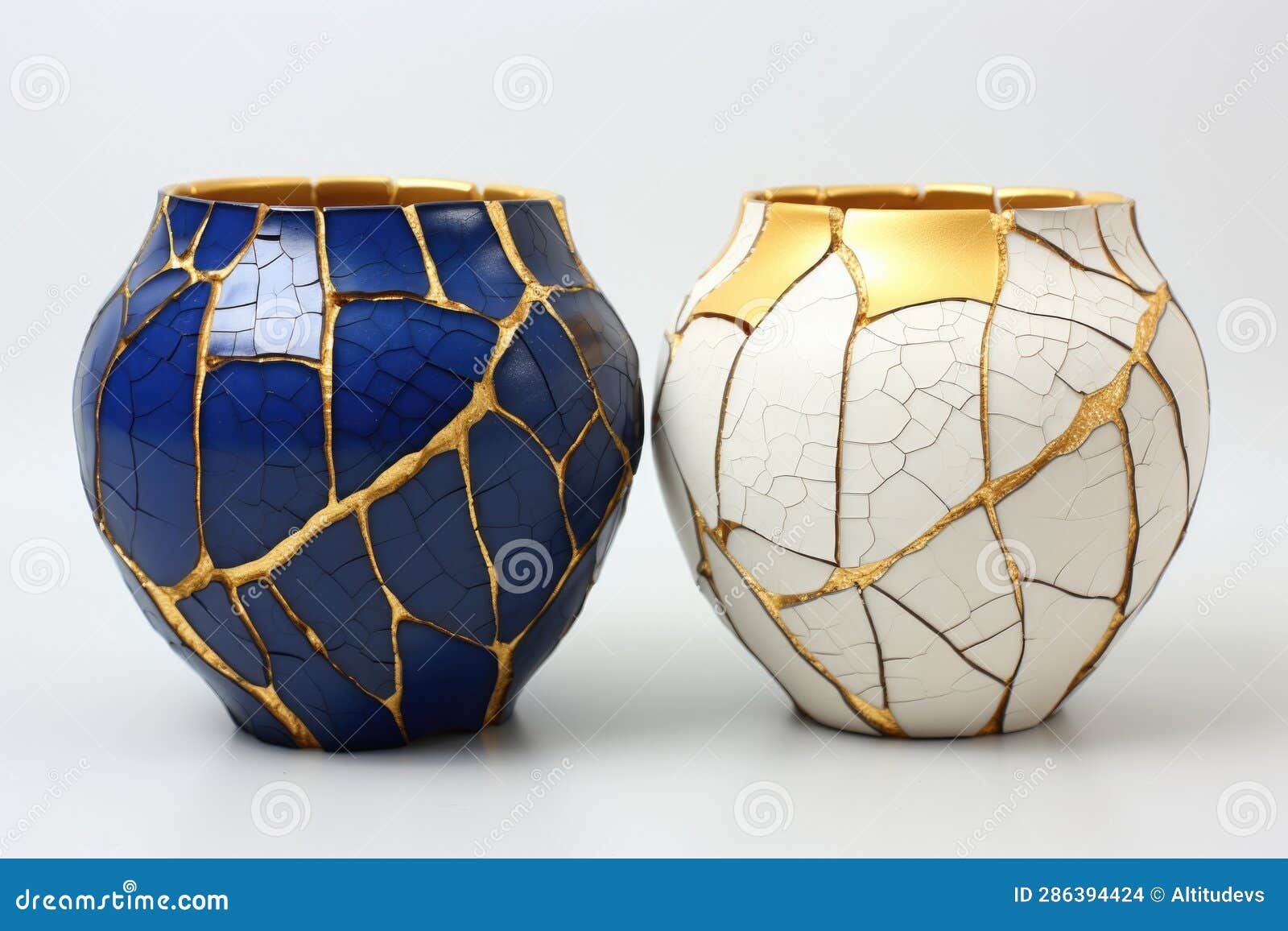 Cracked Ceramic Piece before and after Kintsugi Restoration Stock Photo ...