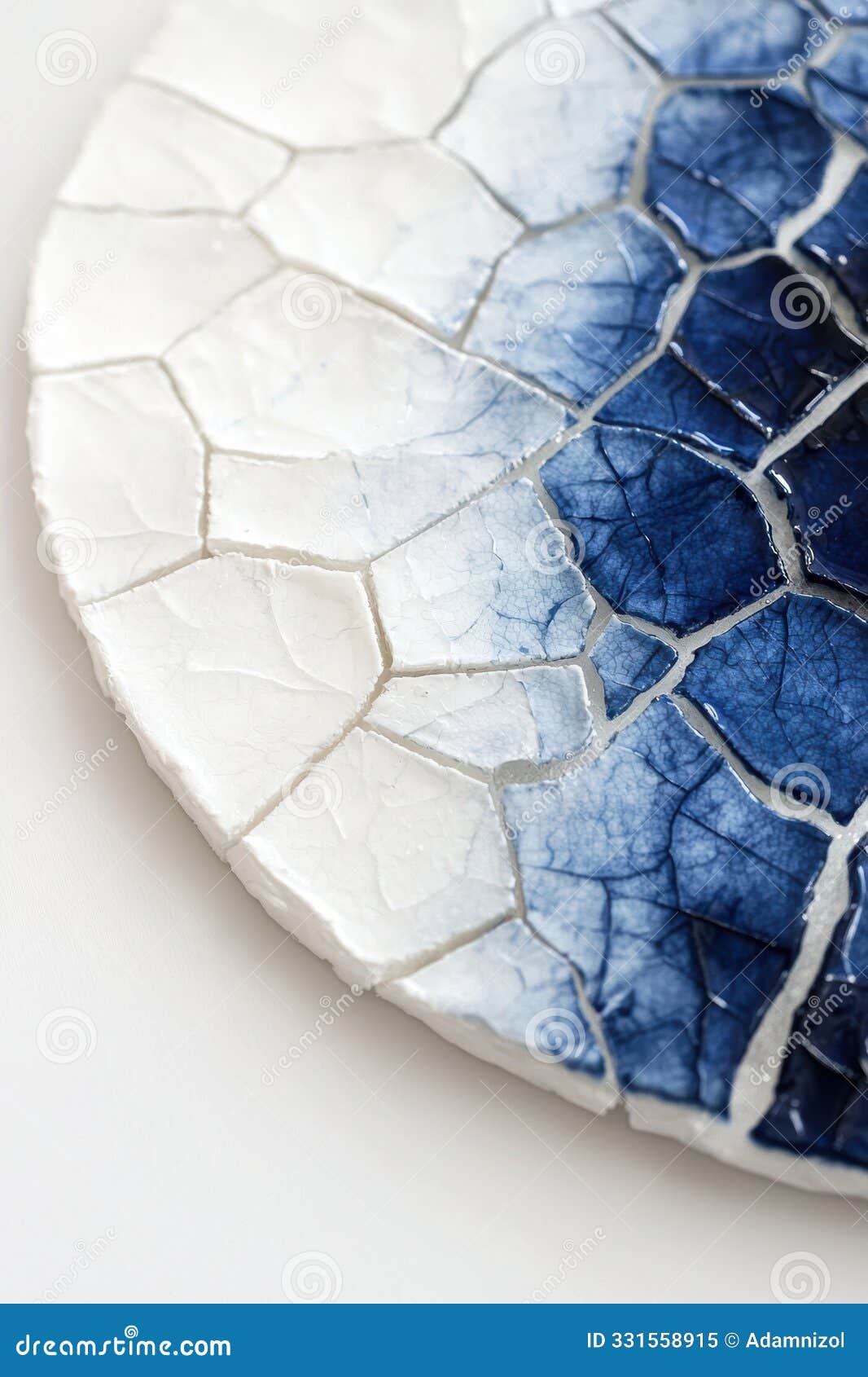 Cracked Ceramic Elegance: Pristine White Tile Pattern With A Singular ...