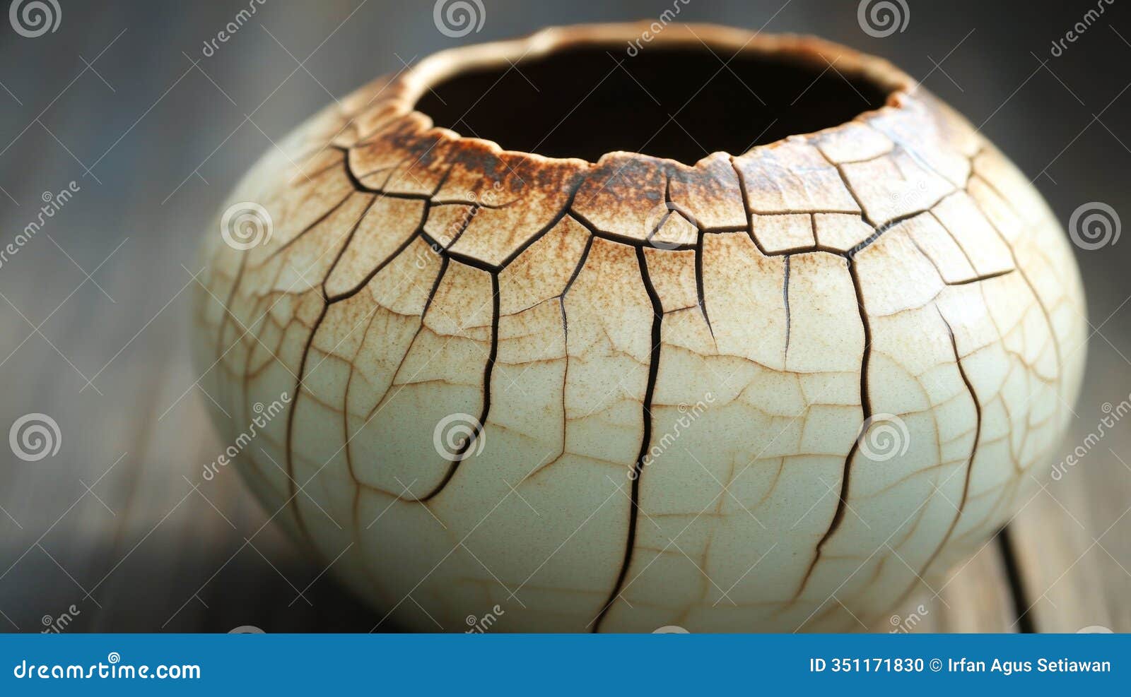 Cracked Ceramic Vessel Displays Intricate Detailing Stock Illustration ...