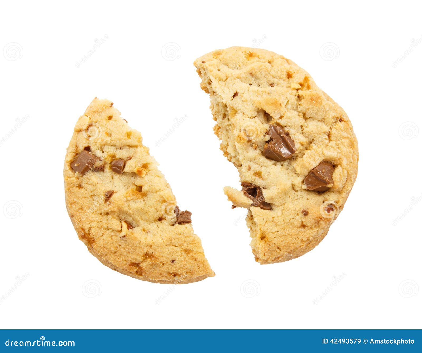 Cracked Chocolate Chip Cookie On White Background Stock Photo - Image ...