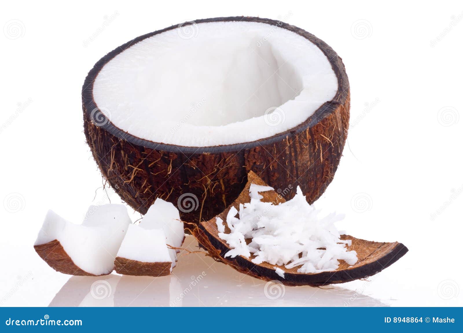 Cracked coconut stock photo. Image of white, slice, tropical - 8948864