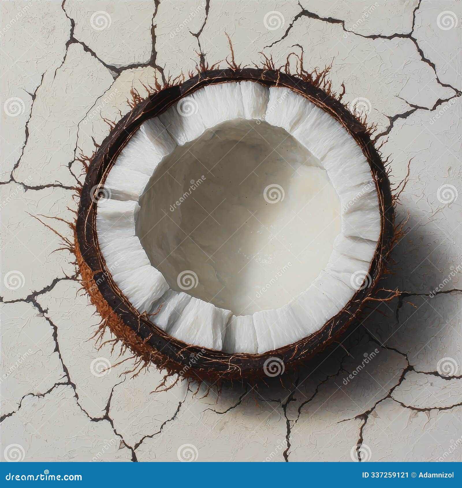 Cracked Coconut Shell on Textured Background Stock Illustration ...