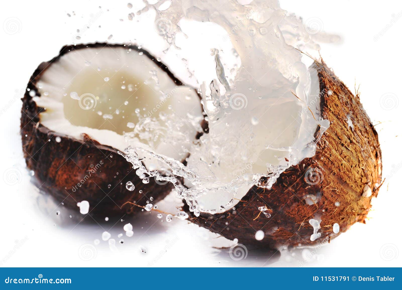 Cracked Coconut with Splash Stock Image - Image of space, black: 11531791