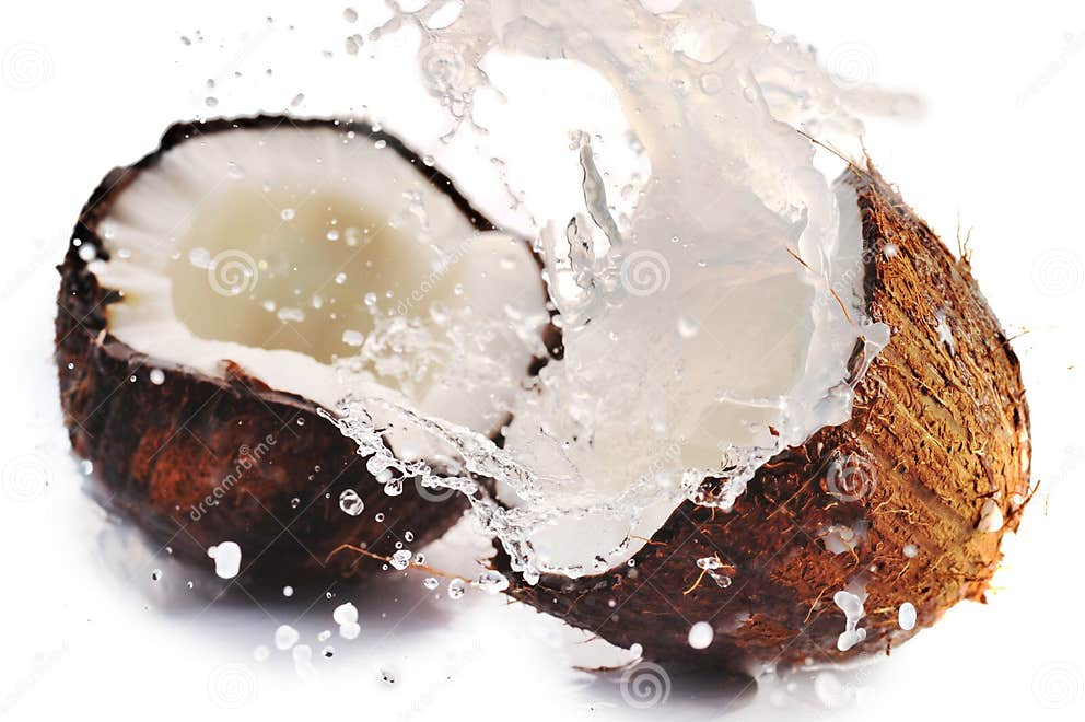 Cracked Coconut with Splash Stock Image - Image of space, black: 11531791