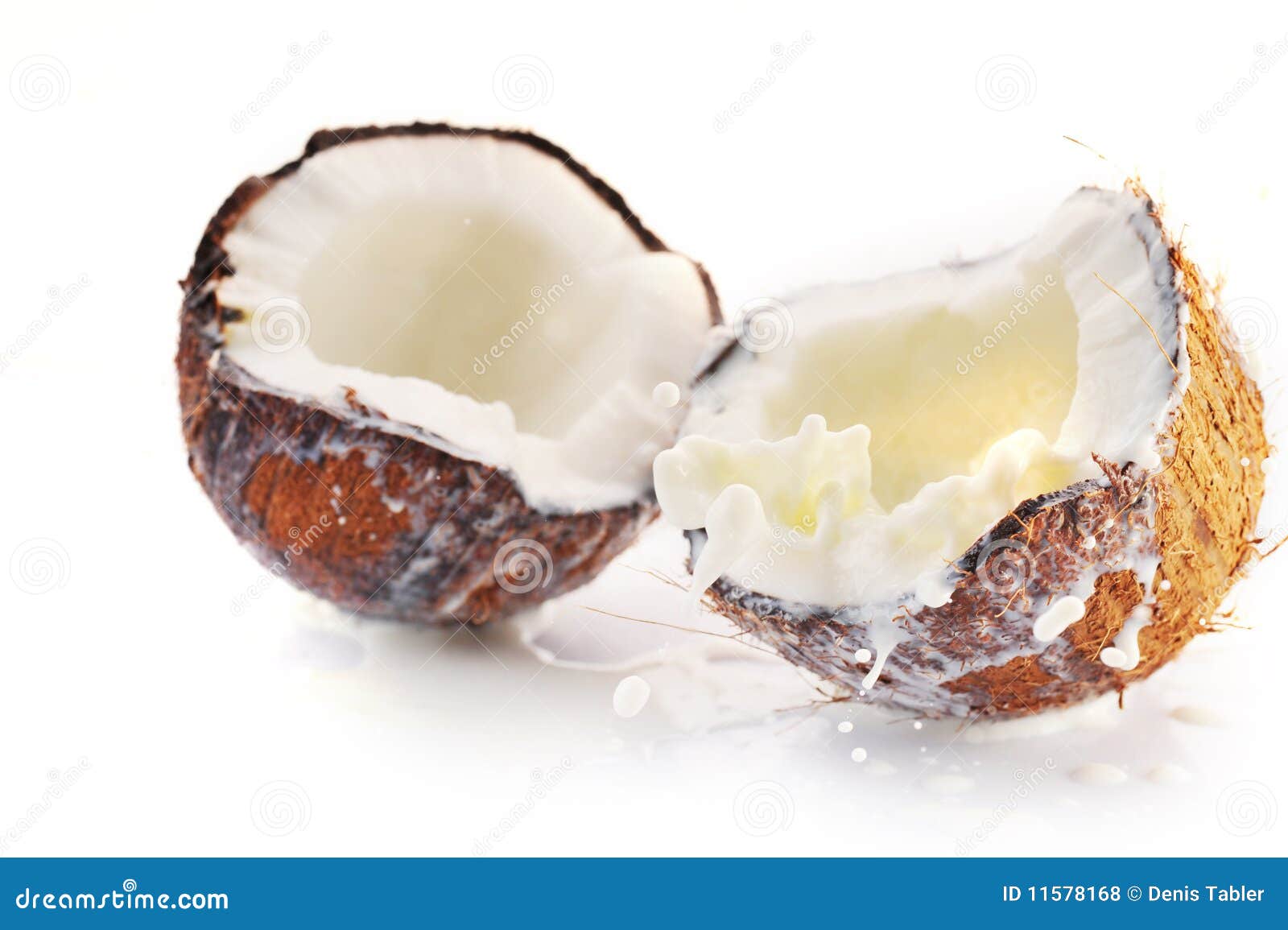 Cracked Coconut with Splash Stock Photo - Image of black, leaf: 11578168