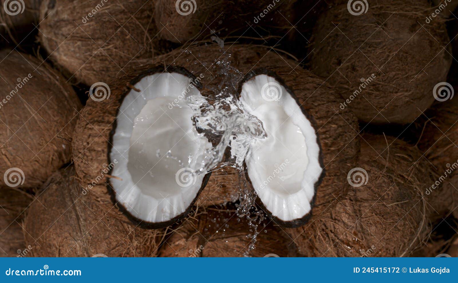 Cracked Coconuts Falling, Freeze Motion Stock Photo - Image of freeze ...