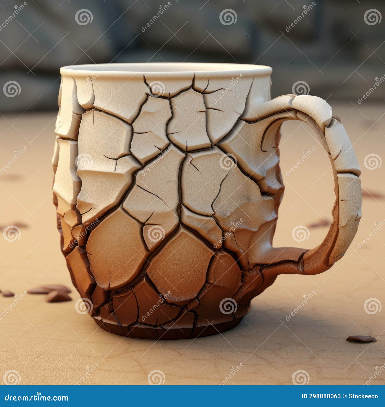 Cracked Coffee Cup 3d Model Monochromatic Depth With Meticulous ...