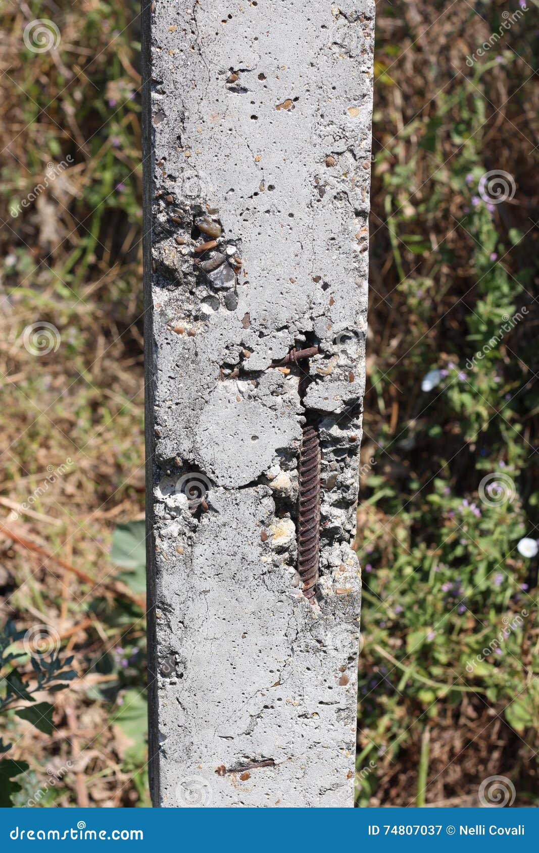 Cracked concrete pole stock image. Image of texture, crack - 74807037