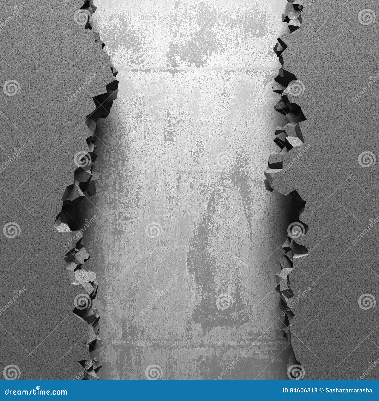Cracked Concrete Wall with Bullet Explosion Hole Stock Illustration ...