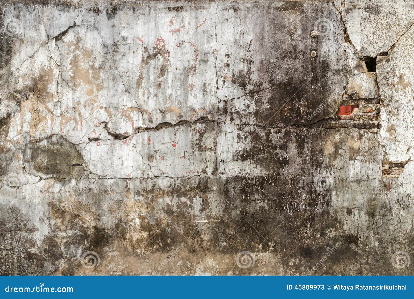 Cracked Concrete Wall Texture Background Stock Image - Image of counter ...