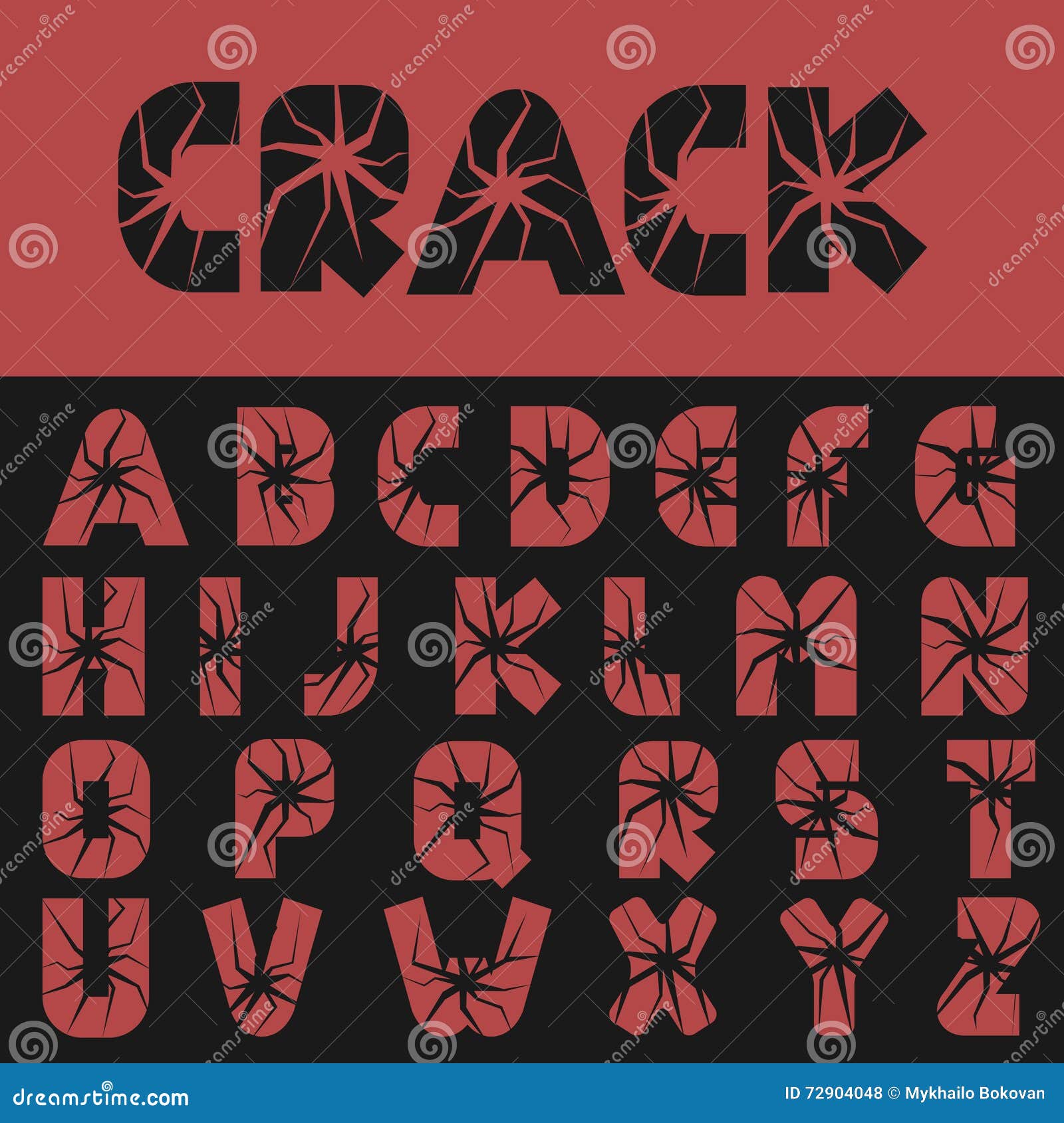 Cracked creative letters stock vector. Illustration of symbol - 72904048