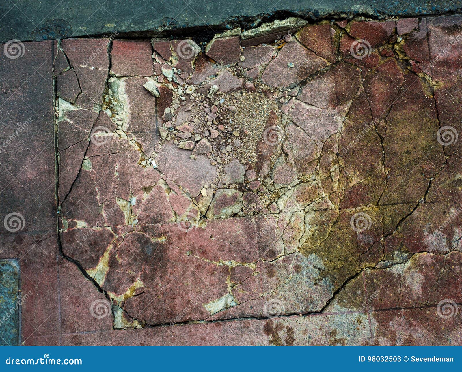 Damaged cements footpath. stock image. Image of drive - 98032503