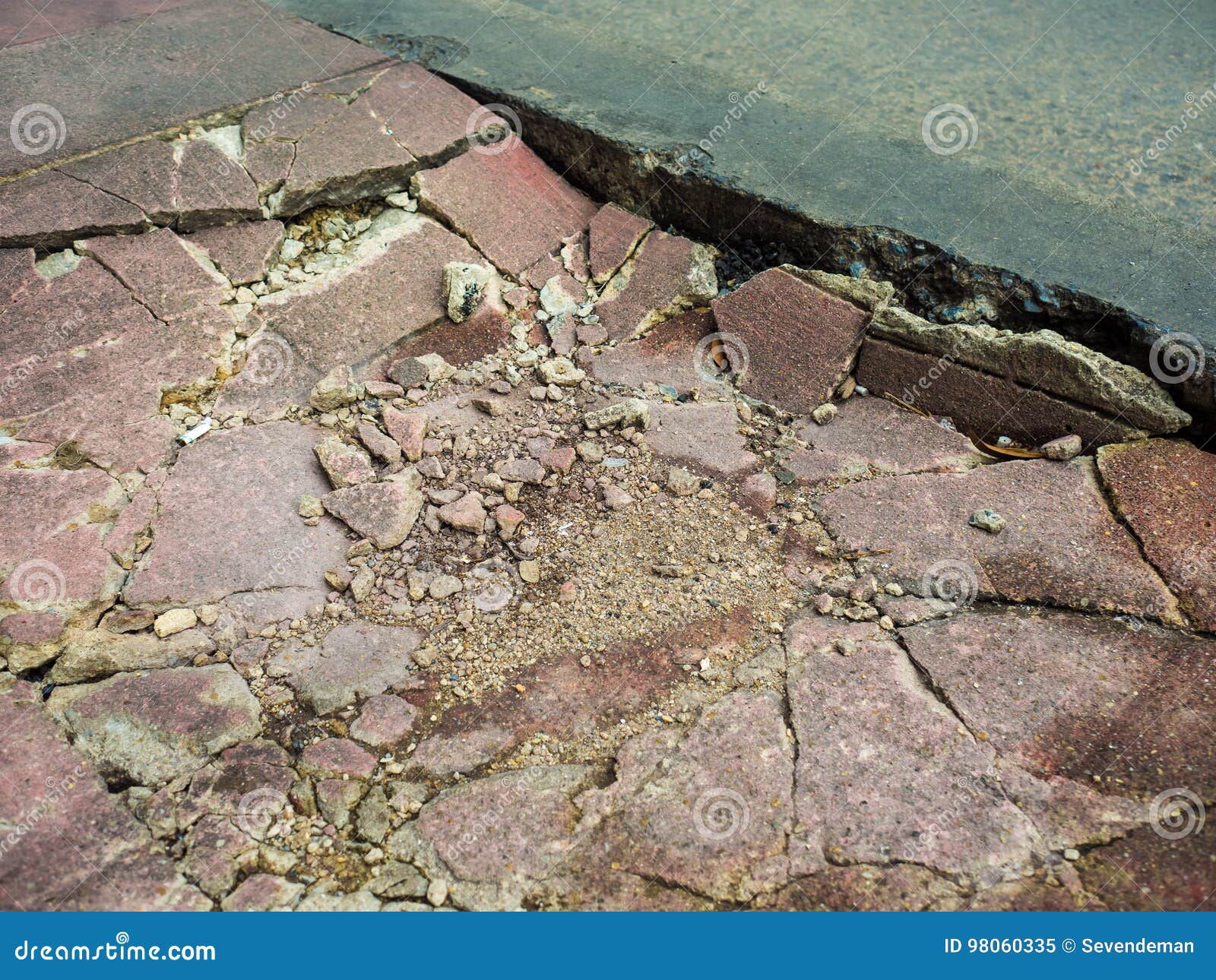 Damaged cements footpath. stock image. Image of detail - 98060335