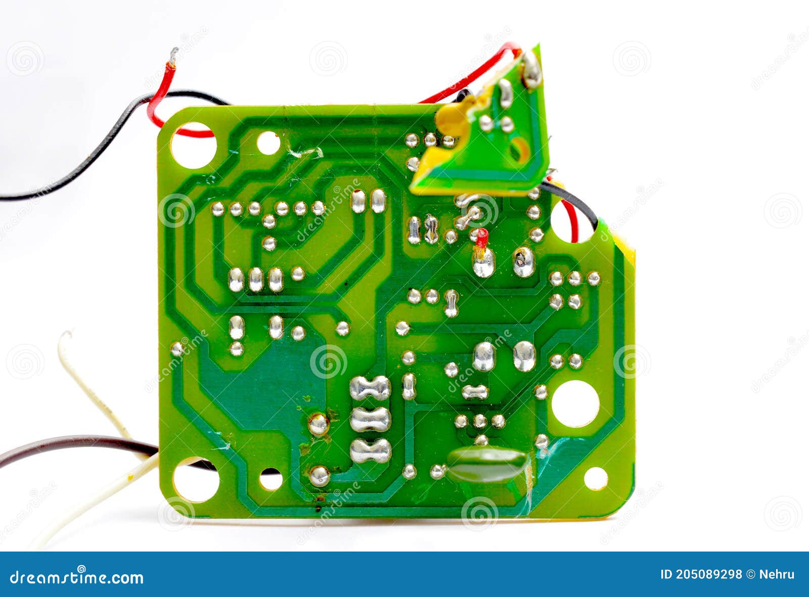 Cracked Disassembled Broken Small Vintage Electronic Device on White ...