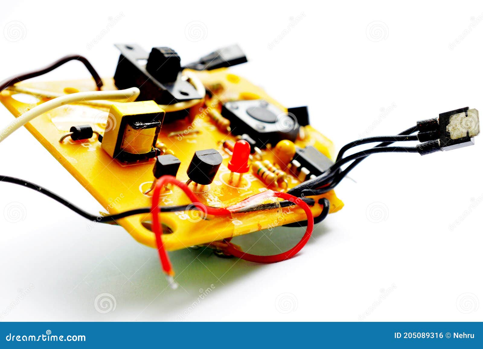 Cracked Disassembled Broken Small Vintage Electronic Device on White ...