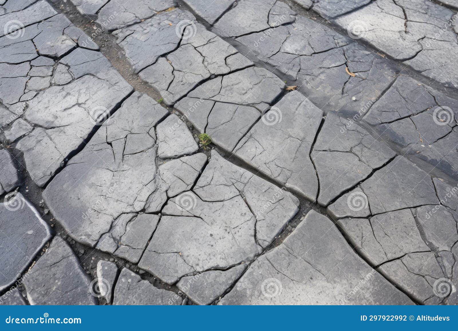 Cracked and Distressed Concrete Pavement Stock Photo - Image of surface ...