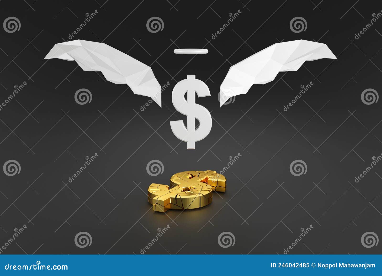 Cracked Dollar Sign. 3D Rendering Stock Illustration - Illustration of ...