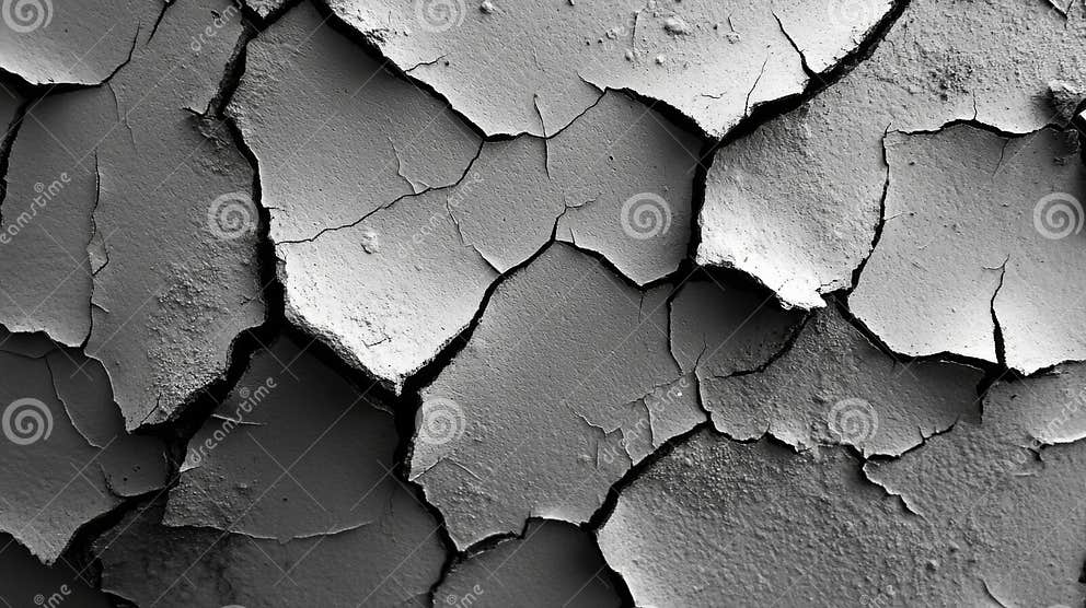 Cracked Dry Surface Texture Abstract Grey Monochrome Stock Illustration ...