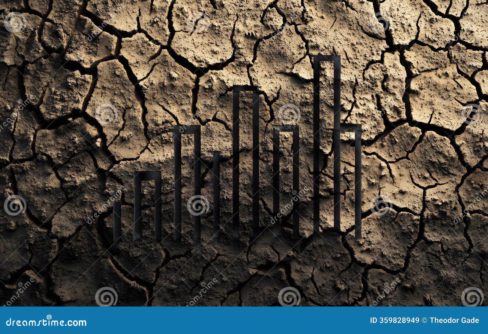 Declining Growth: a Bar Graph Embedded in Cracked, Dry Earth ...