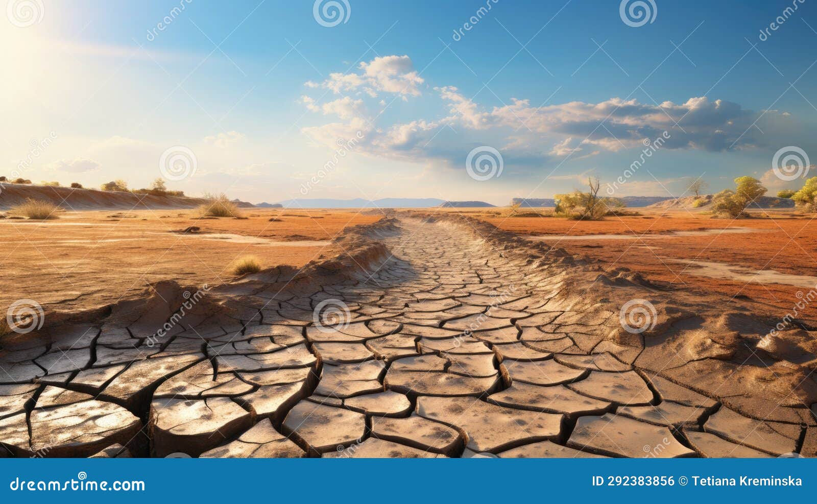 Cracked Earth in the Desert, Emphasis on the Depth and Severity of the ...