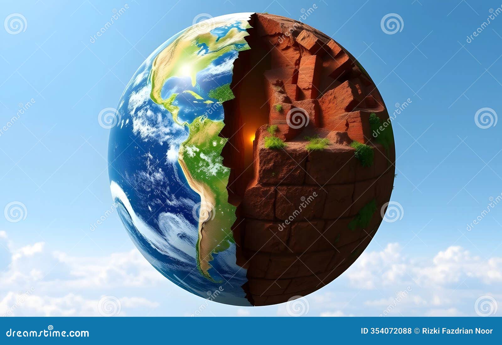 Cracked Earth Globe Nature Vs Destruction Image Stock Illustration ...