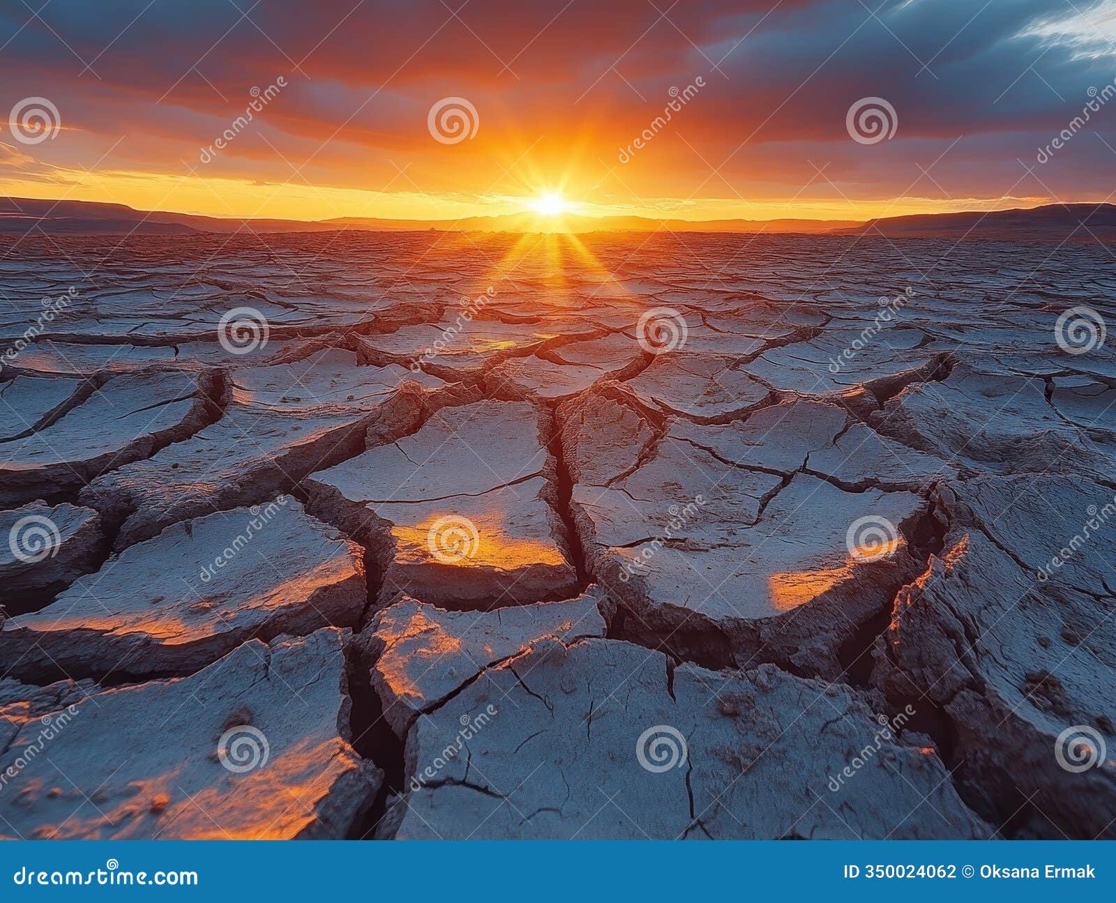 Cracked Earth Pattern Dry Soil, Desert Landscape, Dramatic Lighting ...