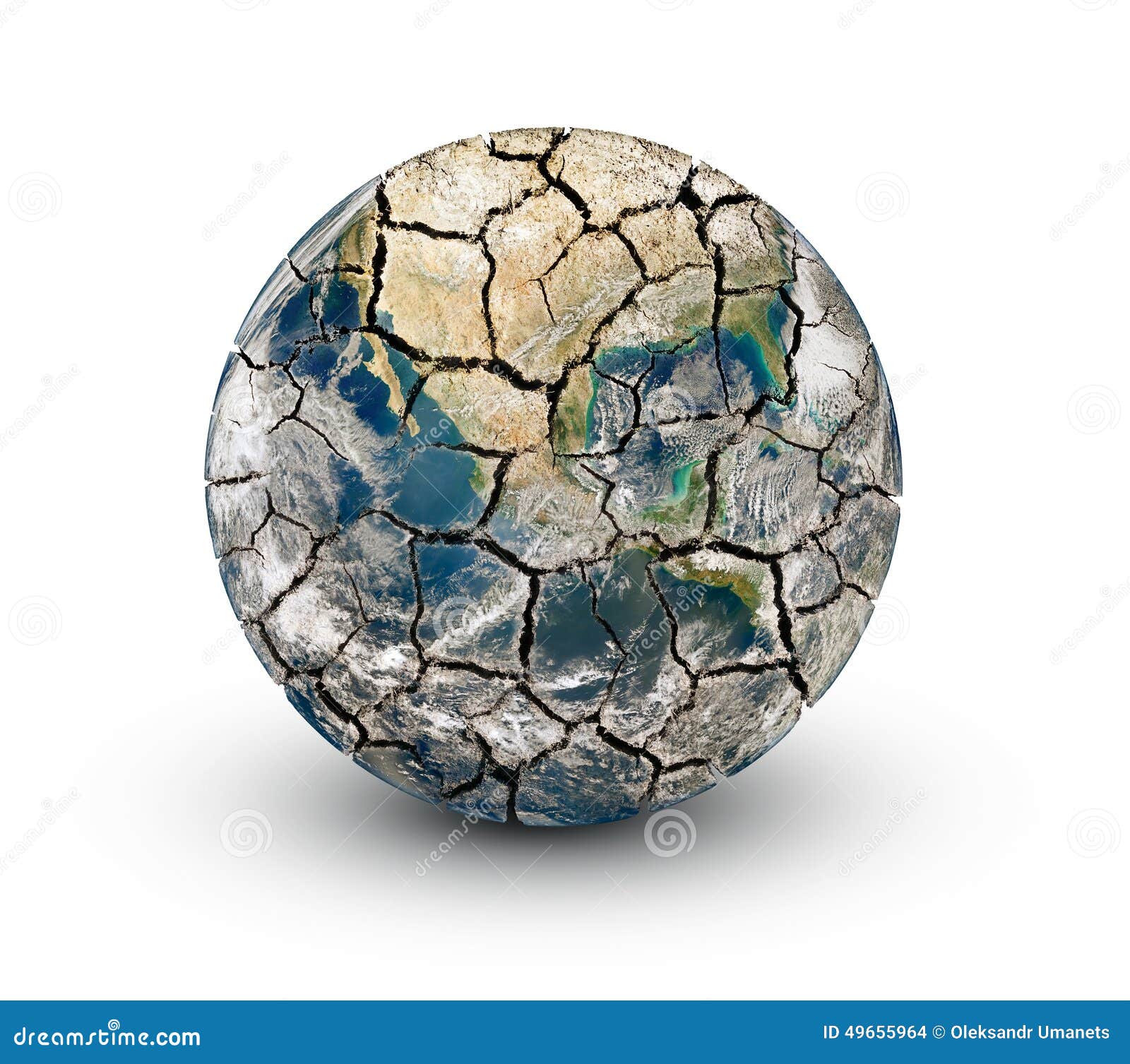 Cracked Earth Planet Isolated on a White Background Stock Photo - Image ...