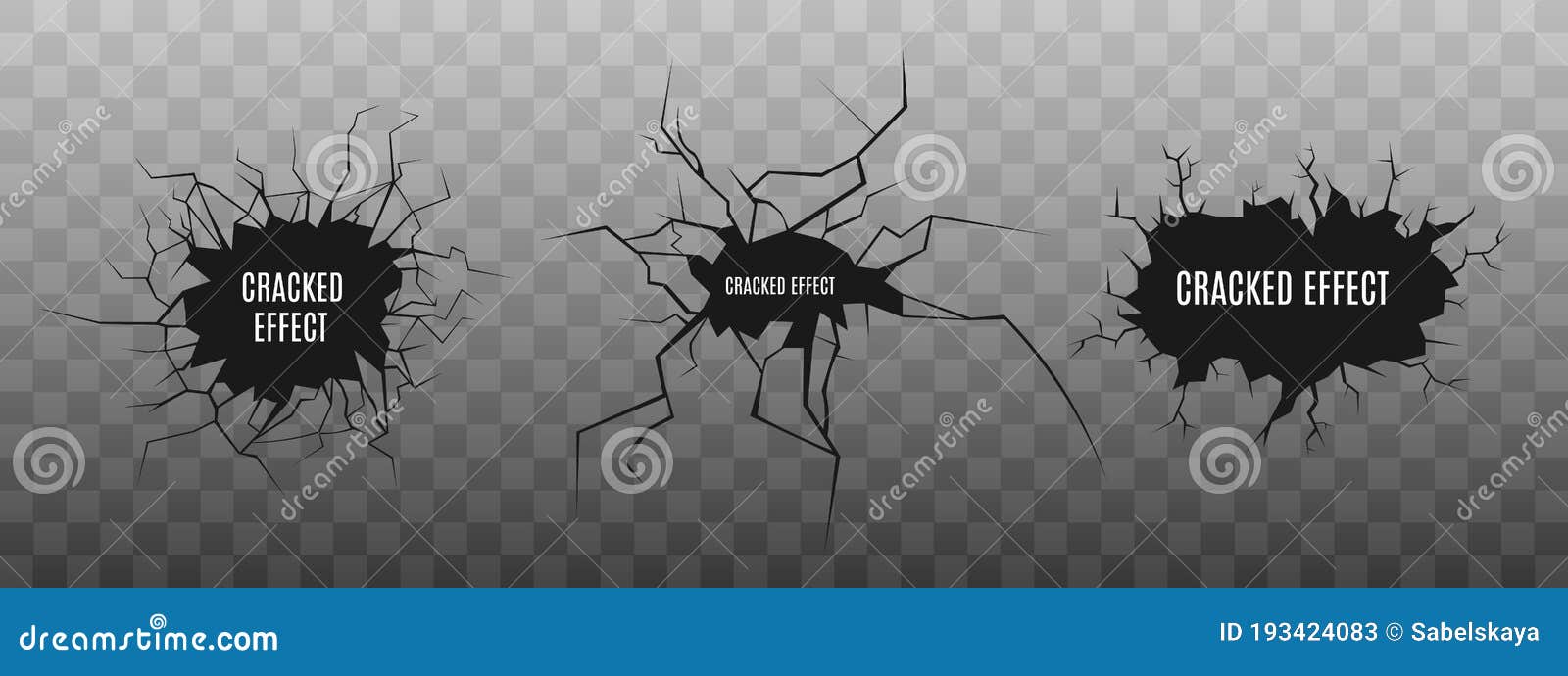 Cracked Effect Black Hole Set Isolated on Transparent Background Stock ...