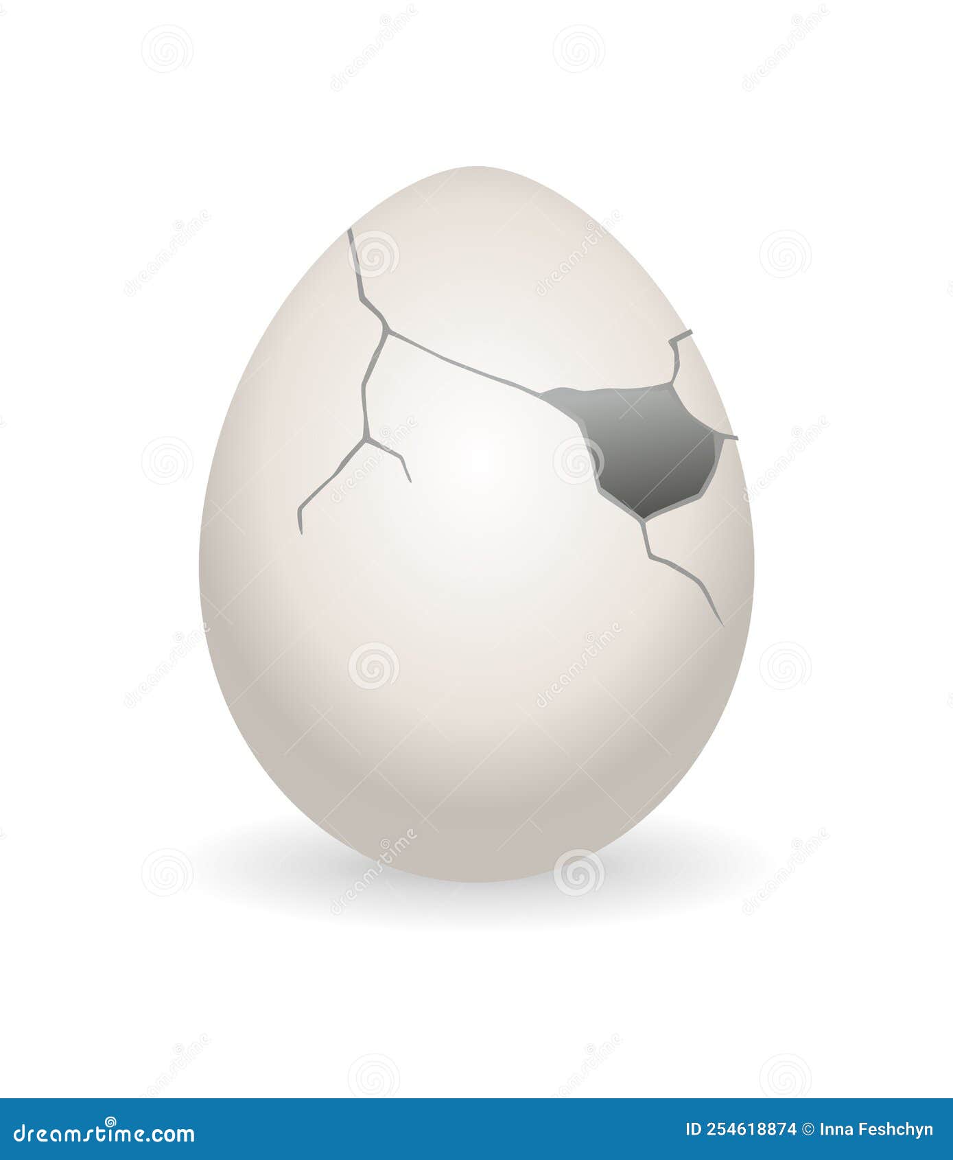 Cracked Egg. Eggshell Cracking Stage. Realistic Chicken Egg with Broken ...