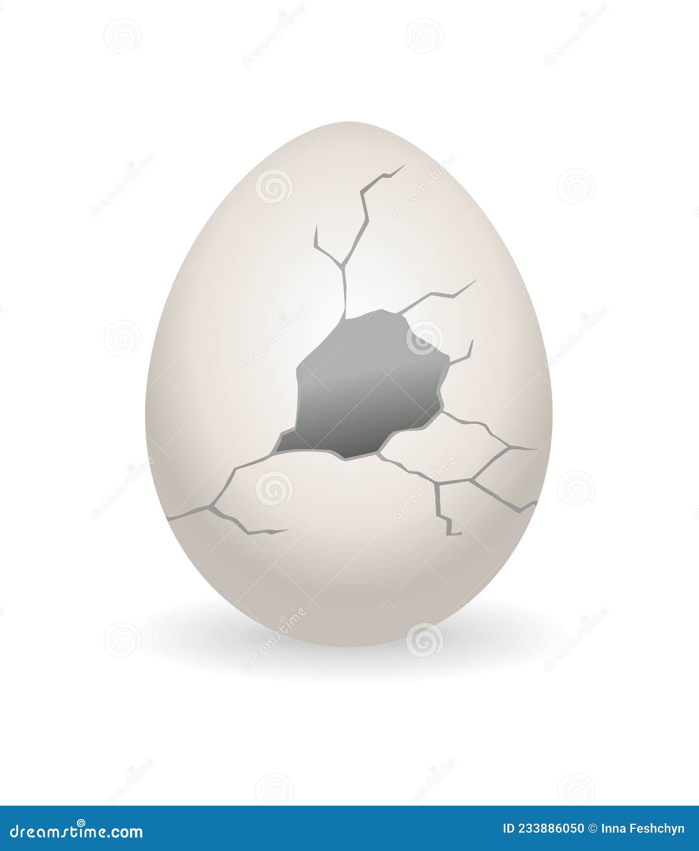 Cracked Egg. Eggshell Cracking Stage. Realistic Chicken Egg with Broken ...