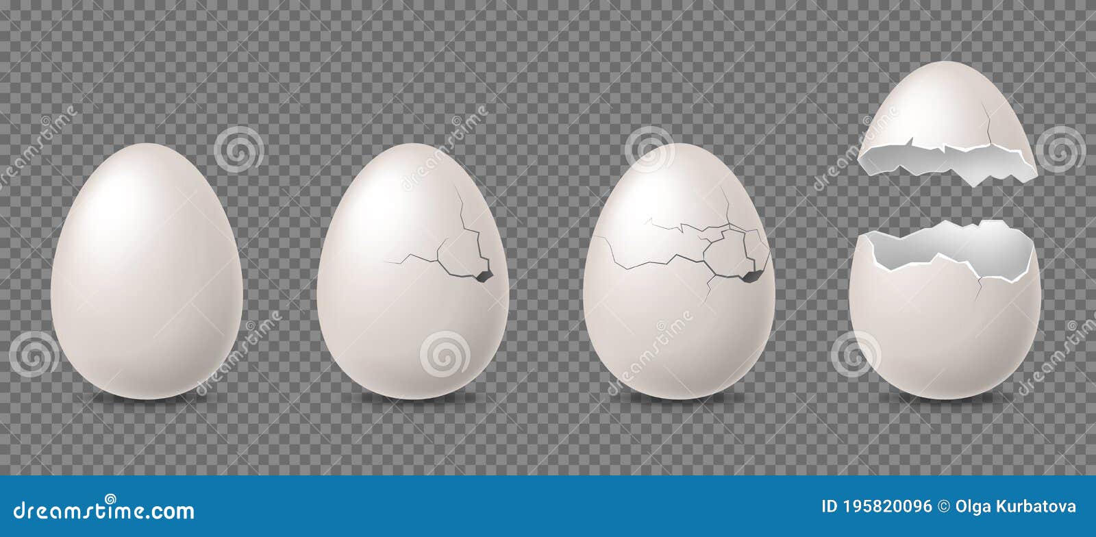 Cracked Egg. Realistic Chicken While Eggshells. Hatching Sequence Steps ...