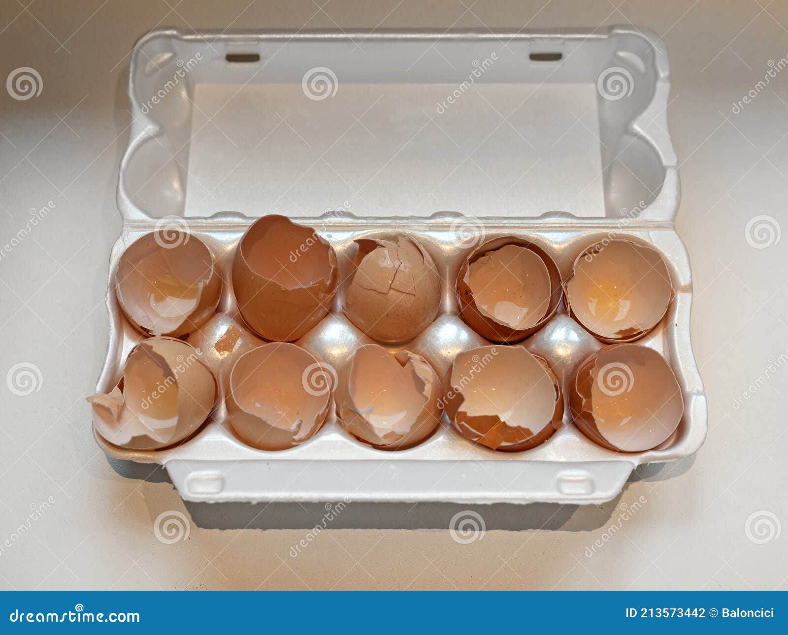 Cracked Egg Shells Carton stock photo. Image of pack - 213573442