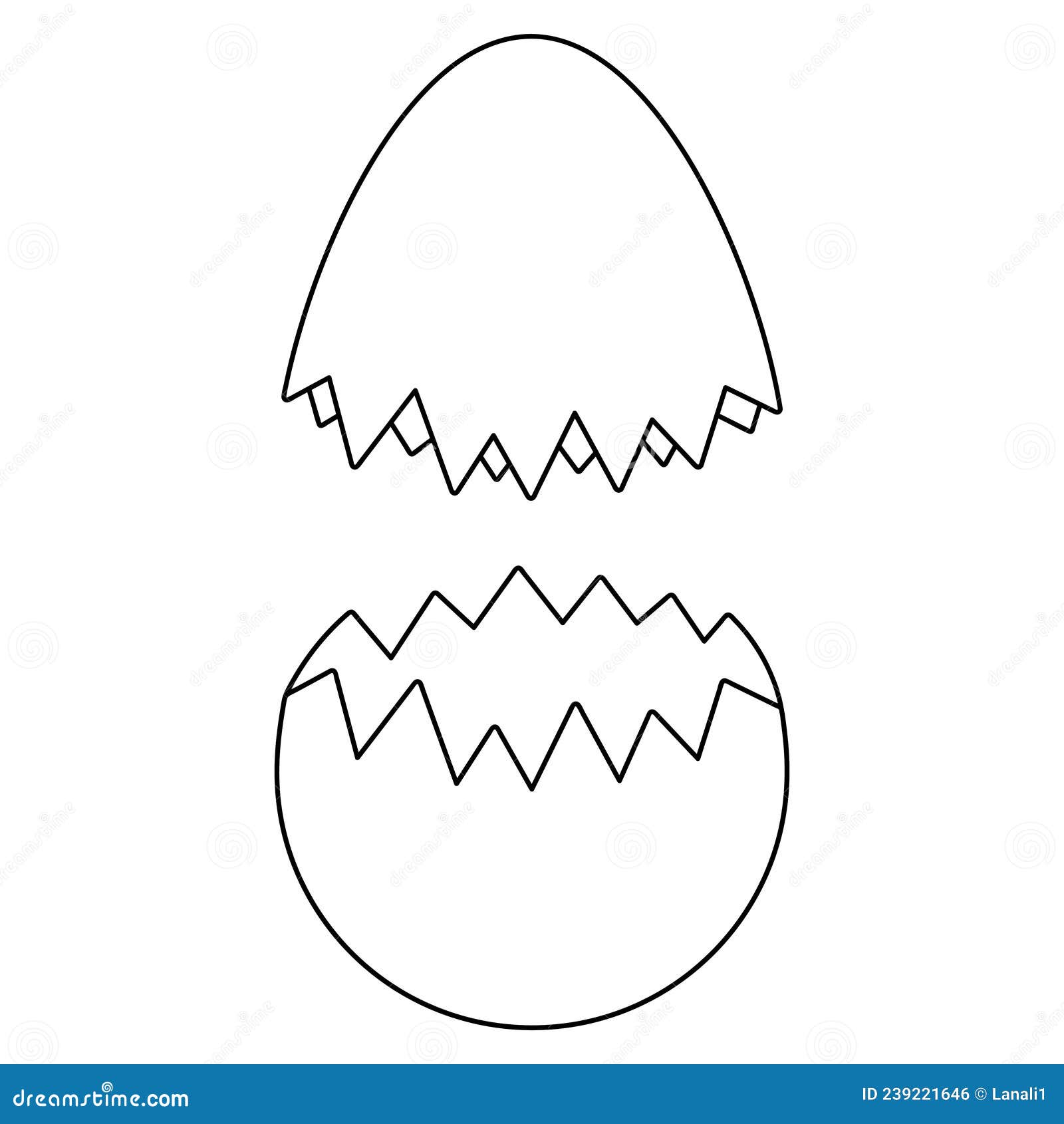 Cracked Eggshell. Sketch. Two Shells from a Chicken Egg. Vector ...