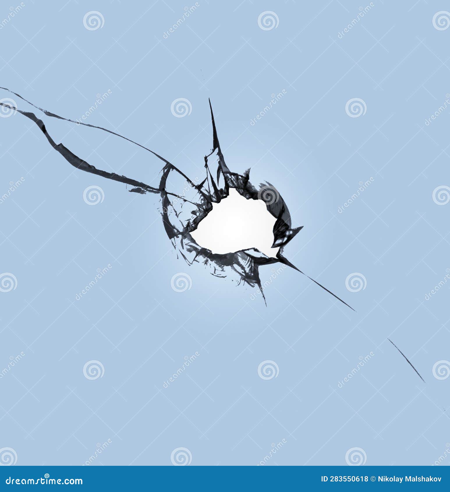 Cracked Element on Broken Window, Texture for Design. a Hole in the ...