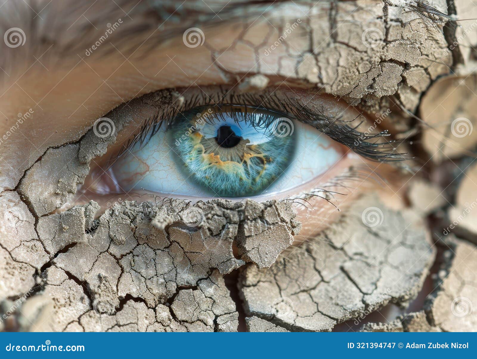 Cracked Eye with Vibrant Blue Iris Stock Illustration - Illustration of ...