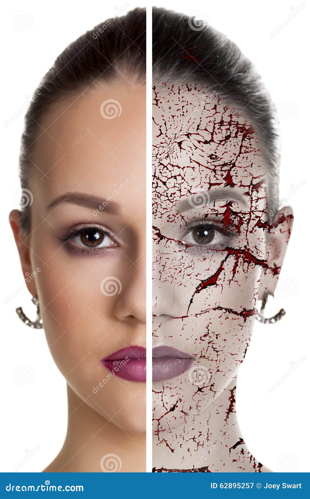 Cracked face. stock image. Image of girl, beautiful, closeup - 62895257