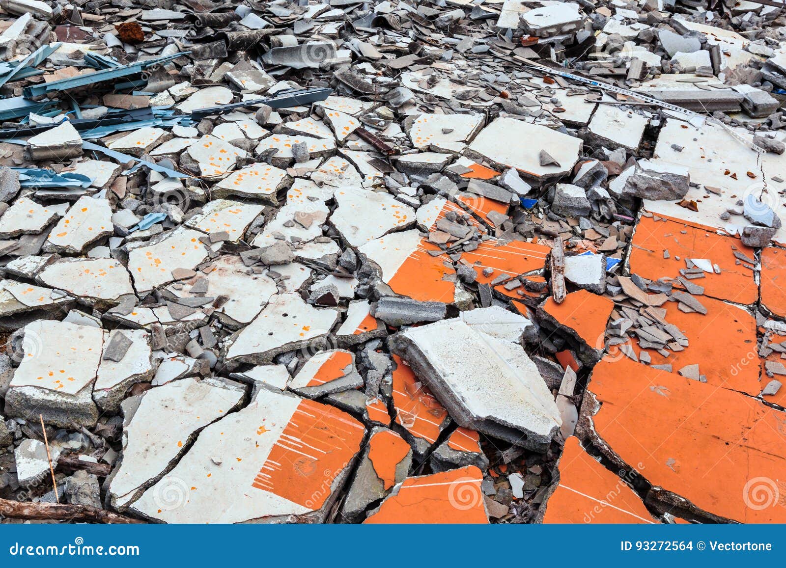Cracked Floor of Destroyed Building. Stock Photo - Image of color ...