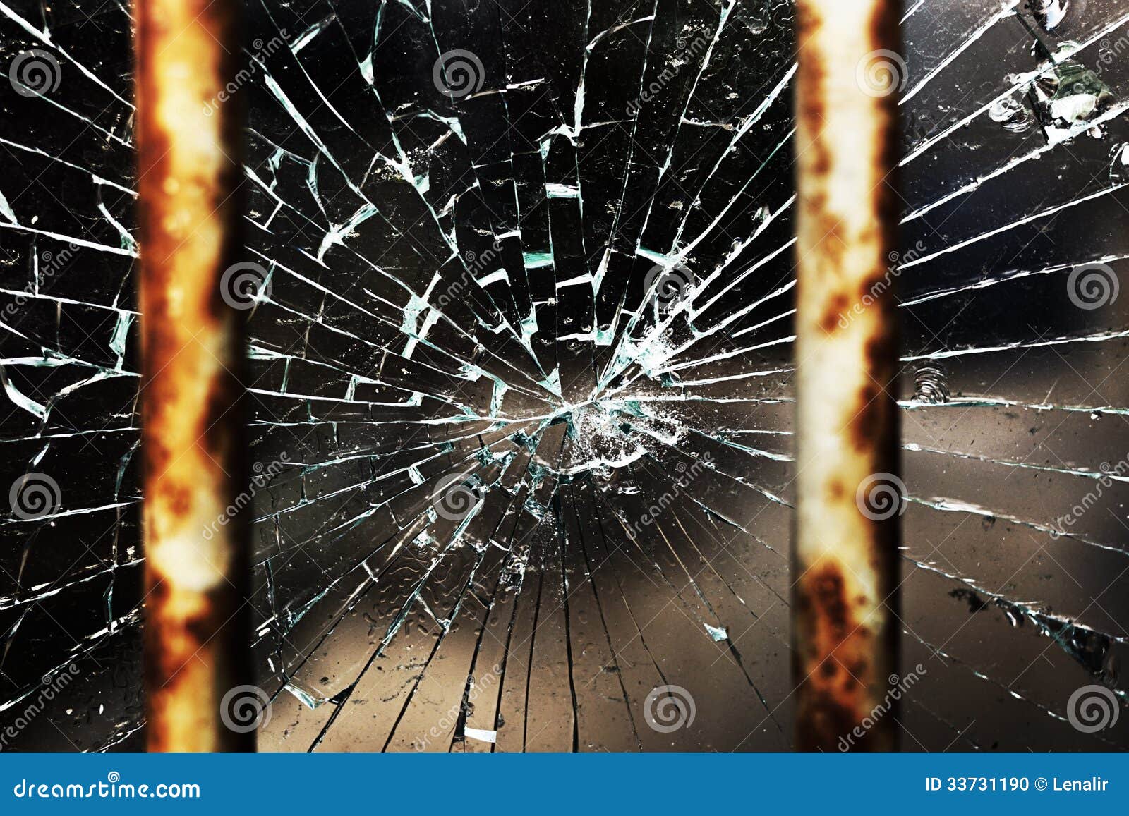 Cracked glass and bars stock photo. Image of glass, cracked - 33731190