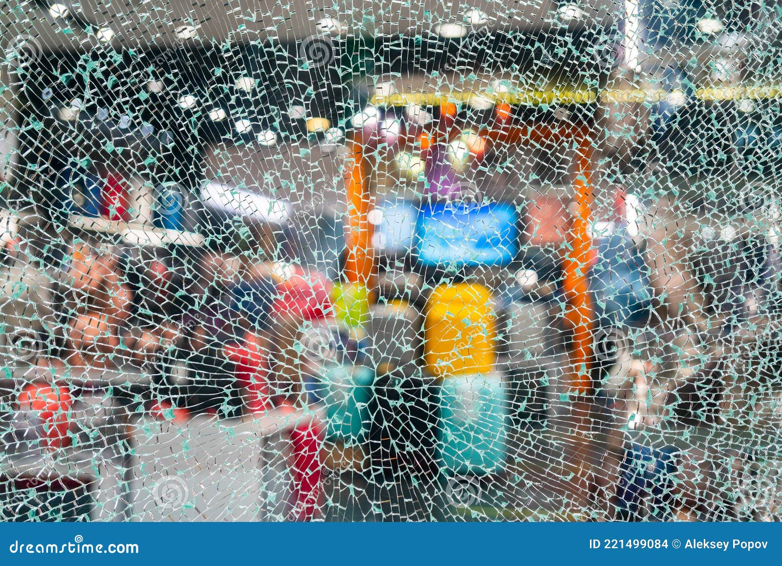 Cracked Glass. Broken Shop Window Stock Photo - Image of damaged, glass ...