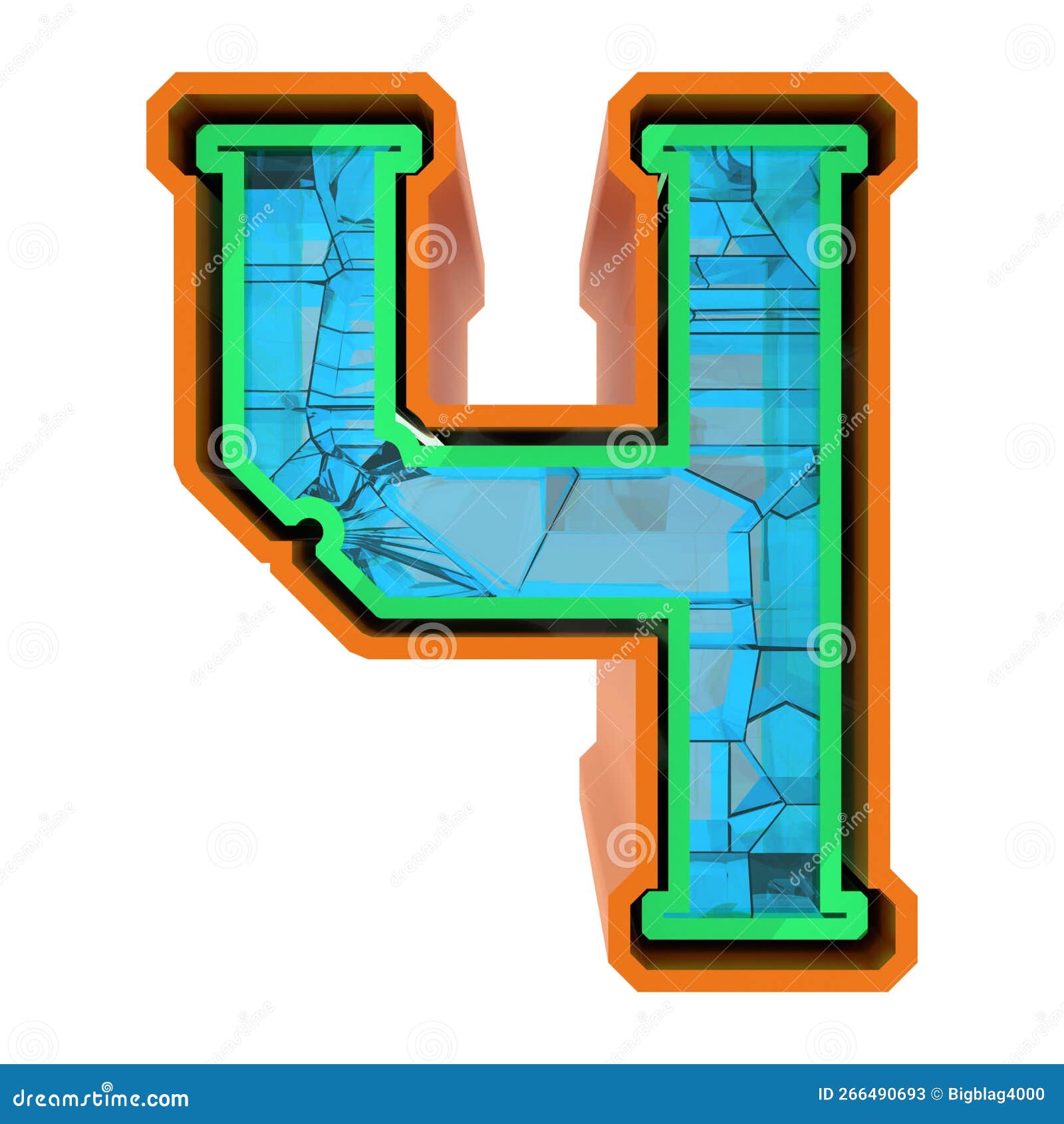Cracked Glass Number.Rendered 3D Illustration. Stock Illustration ...